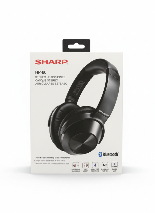 Sharp HP-60 Bluetooth Stereo Headset | Active Noise Cancelling, BT 5.0 ...